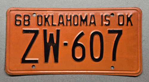 🐾 1968 OKLAHOMA "PASSENGER" LICENSE PLATE (ZW-607) TULSA COUNTY | eBay