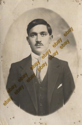 #49243 Greece 1920s. Man with mustache. Photo PC size RPPC | eBay