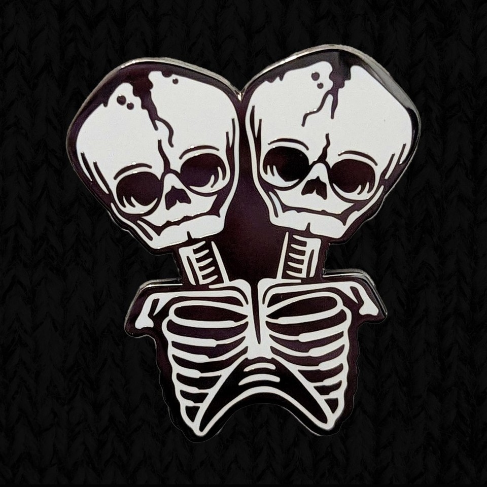 Creepy Co Conjoined Twins Two Headed Skeleton Horror Art Enamel Pin | eBay