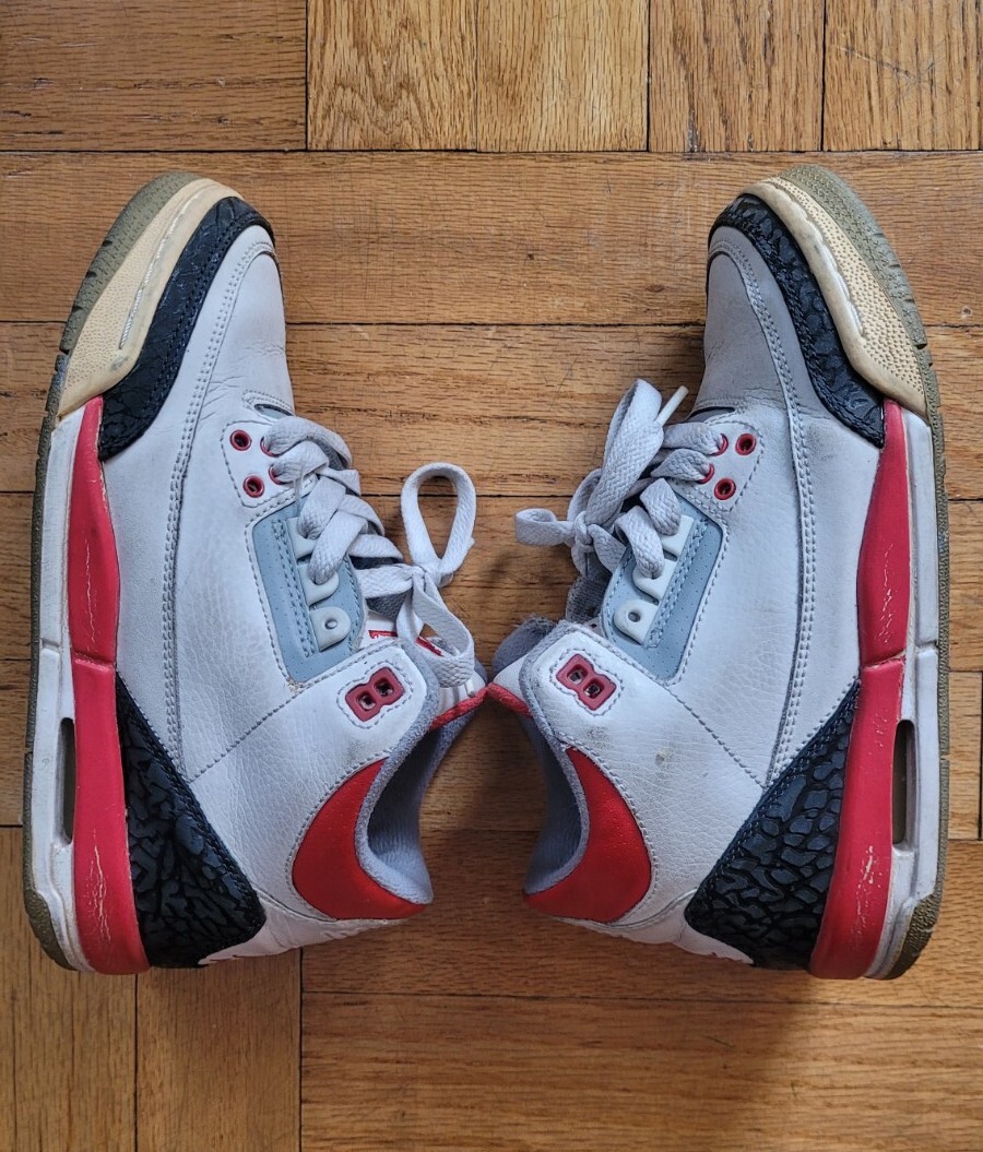 Nike Air Jordan Retro 3 Fire Red Size US 4Y GS 2006 White Black Red ...