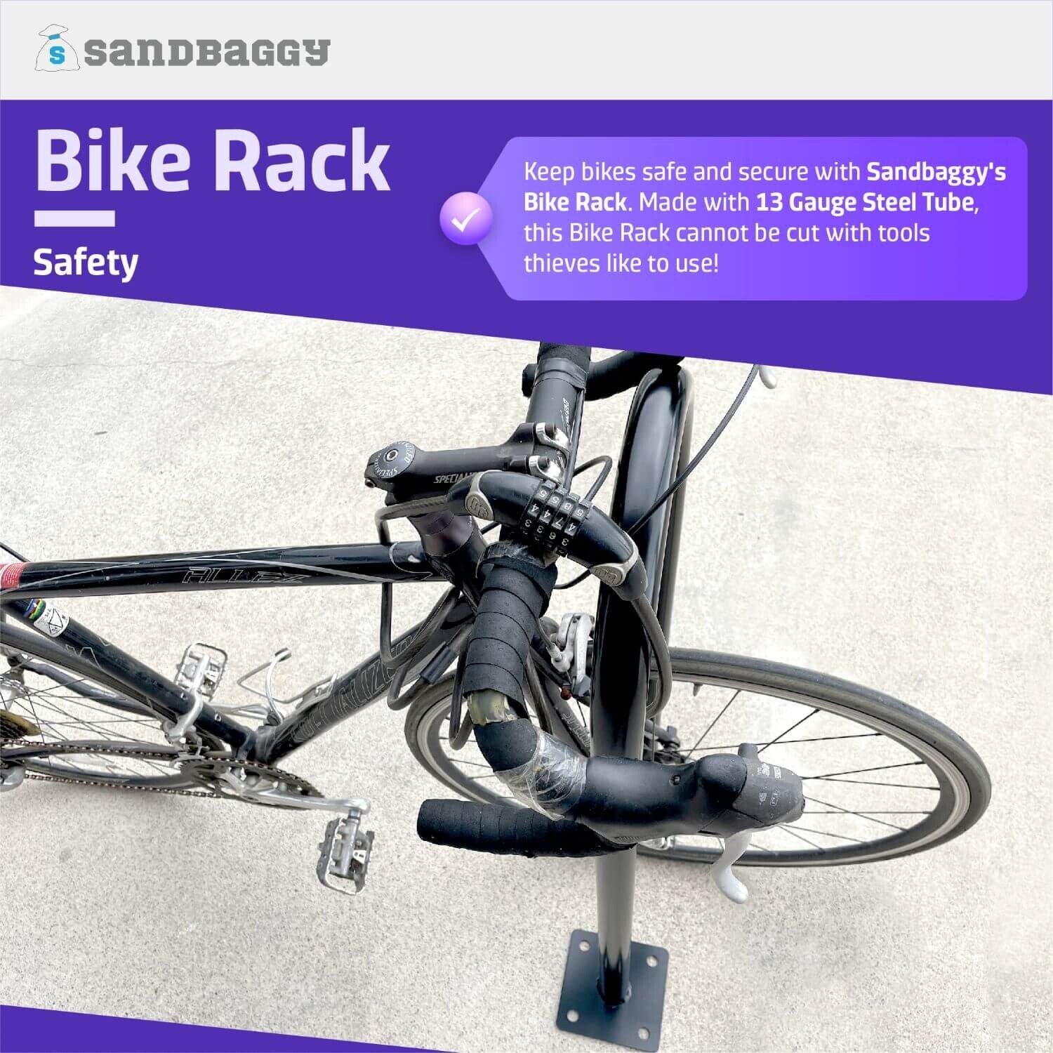 Sandbaggy In Ground Bike Rack | U Shaped, Commercial, Outdoor, 1 Loop ...