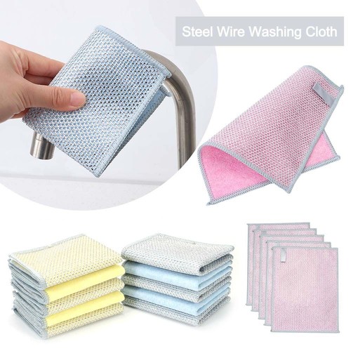 5Pcs Non-Stick Oil Dishwashing Cloth Non-Scratch Dish Pot Cleaning ...
