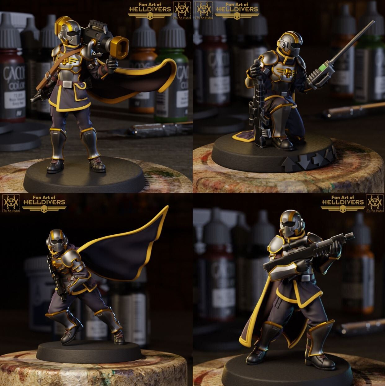 Helldivers 2 Miniatures with bases unpainted resin for wargames 4x Set ...