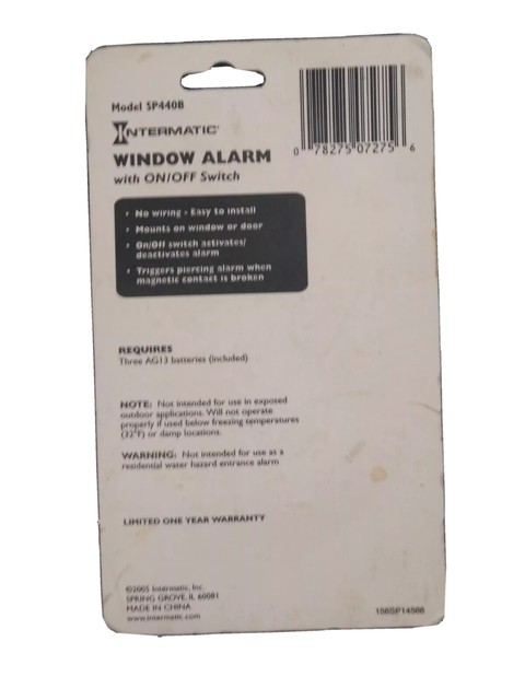 Intermatic SP440B Wireless Window Alarm White 90db Fast for sale online ...