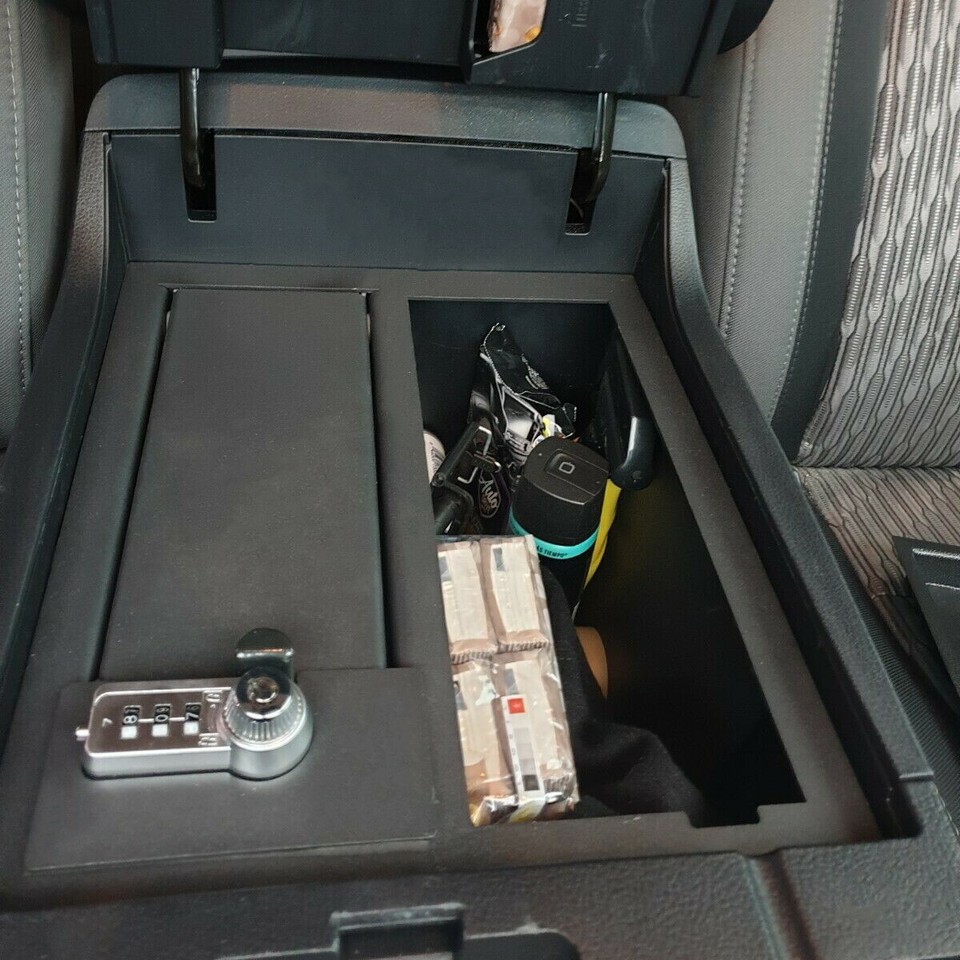 For TOYOTA Tundra 14-2020 2021 Center Console Safe GUN Storage Lock Box ...
