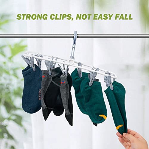 Clothes Drying Hanger With 12 Clips 2 Pack Small Folding Portable ...
