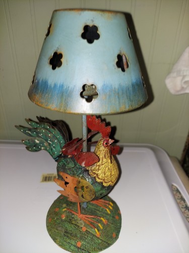 Unique Metal /ceramic Rooster Tea Light Lamp Very Pretty | eBay