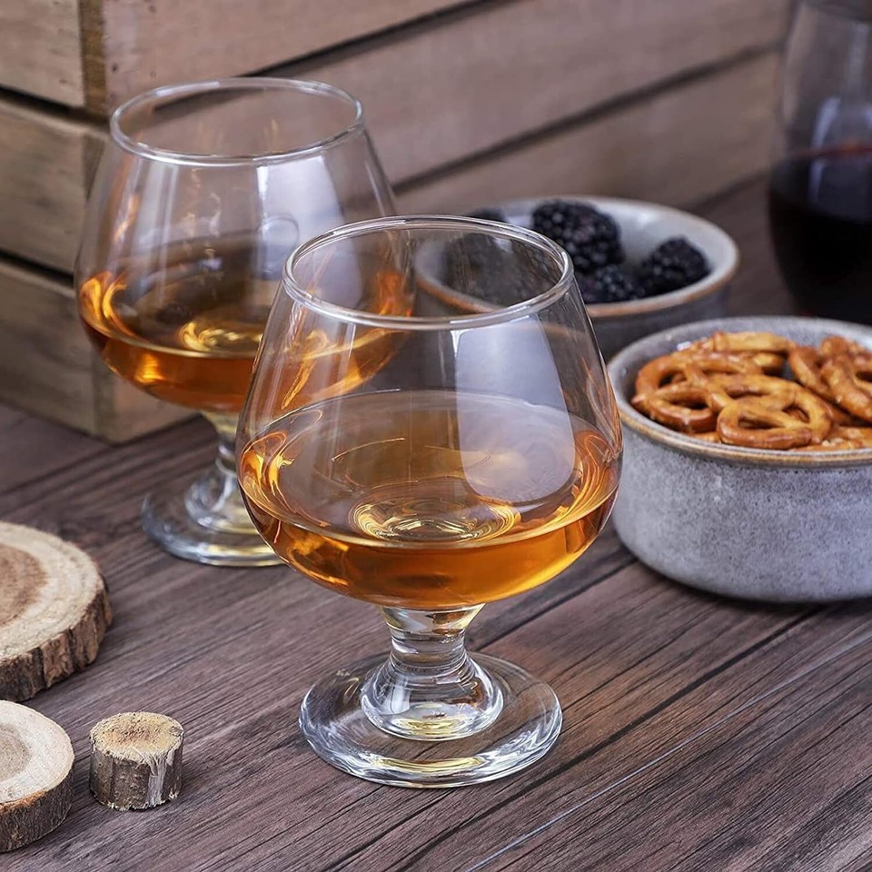 Juvale Set of 4 Brandy Snifter Glasses for Whiskey, Short Stem Wine Clear | eBay