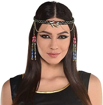Egyptian Headpiece Queen Cleopatra Fancy Dress Halloween Adult Costume ...