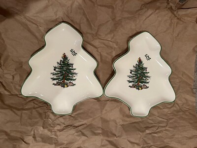 Spode Christmas Tree 2 Dessert Plates Tree Shaped | eBay