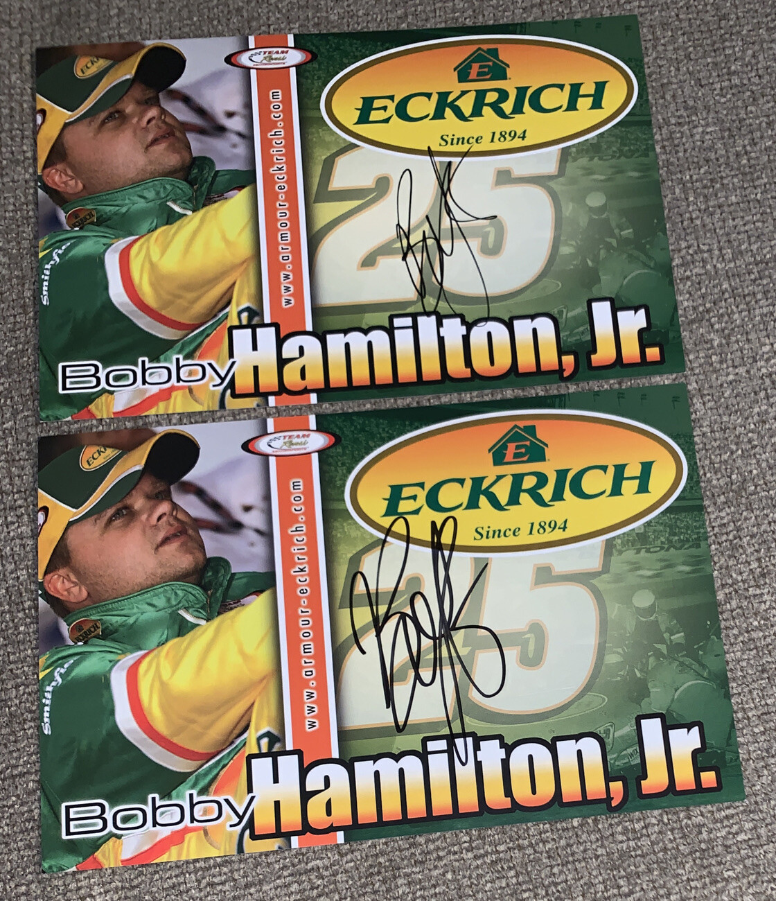 Bobby Hamilton Jr Signed 2008 Eckrich Postcard Hero Card NASCAR Auto ...