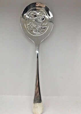 Vintage Silver-plated Serving Spoon with Acorn Design, Italy, Marked SB ...