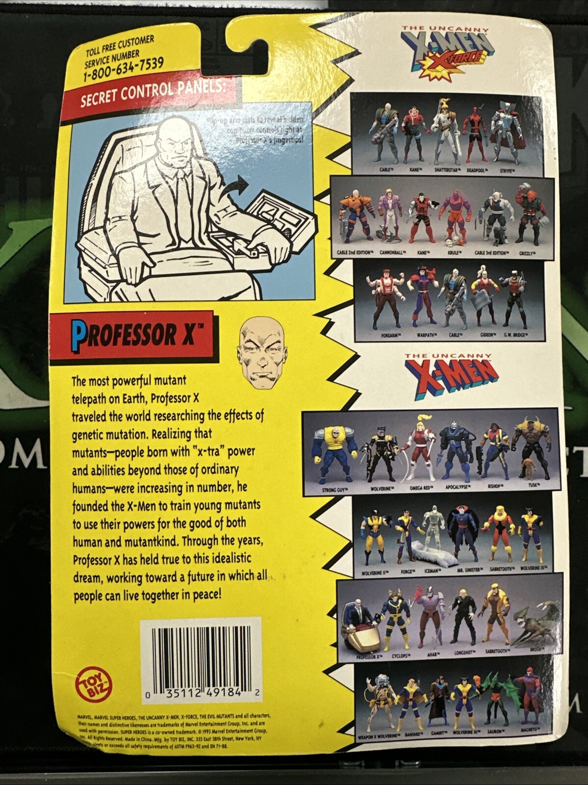 Toy Biz Marvel The Uncanny X-Men Professor X Action Figure 1993 Vintage ...