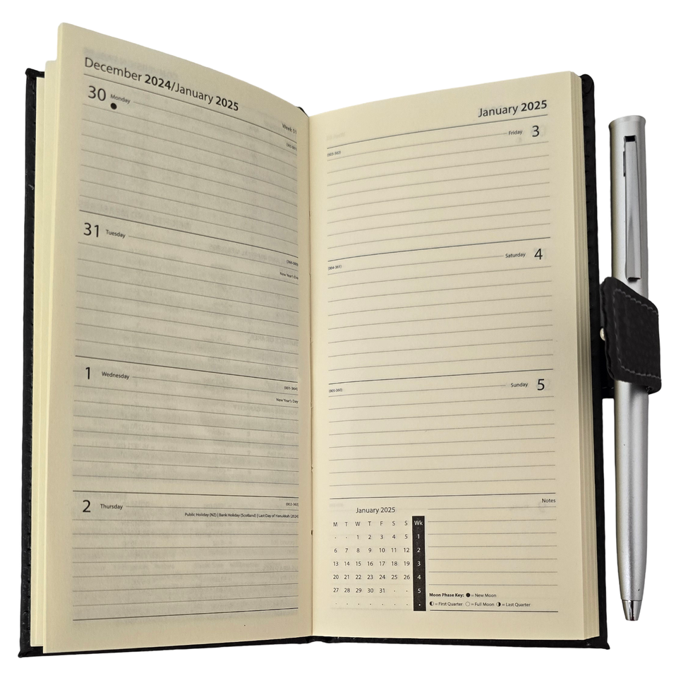2026 Week To View Premium Padded Slim Pocket Diary Stud Close Diary ...