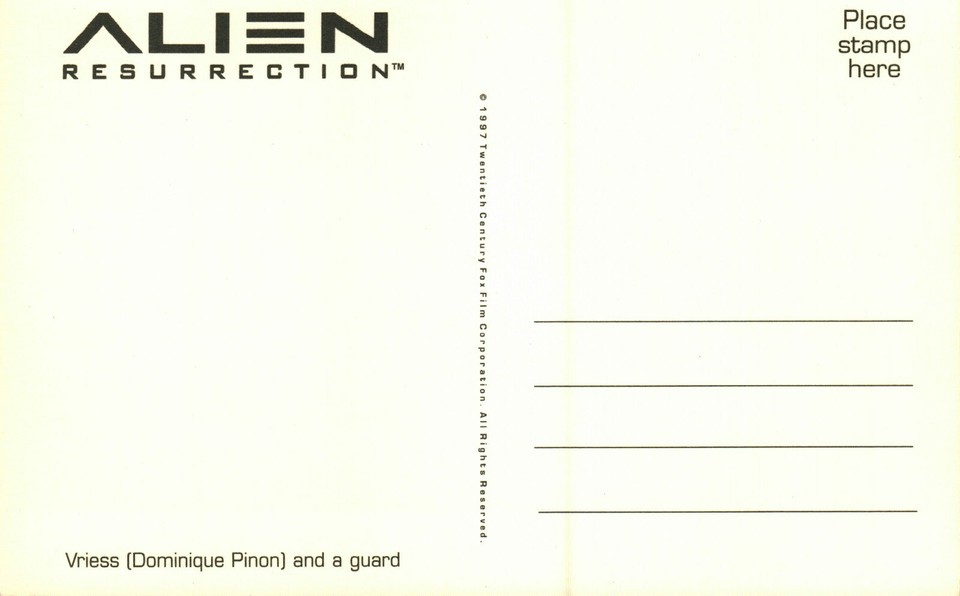 ALIEN RESURRECTION - VRIESS & A GUARD VINTAGE POSTCARD - UNUSED | eBay