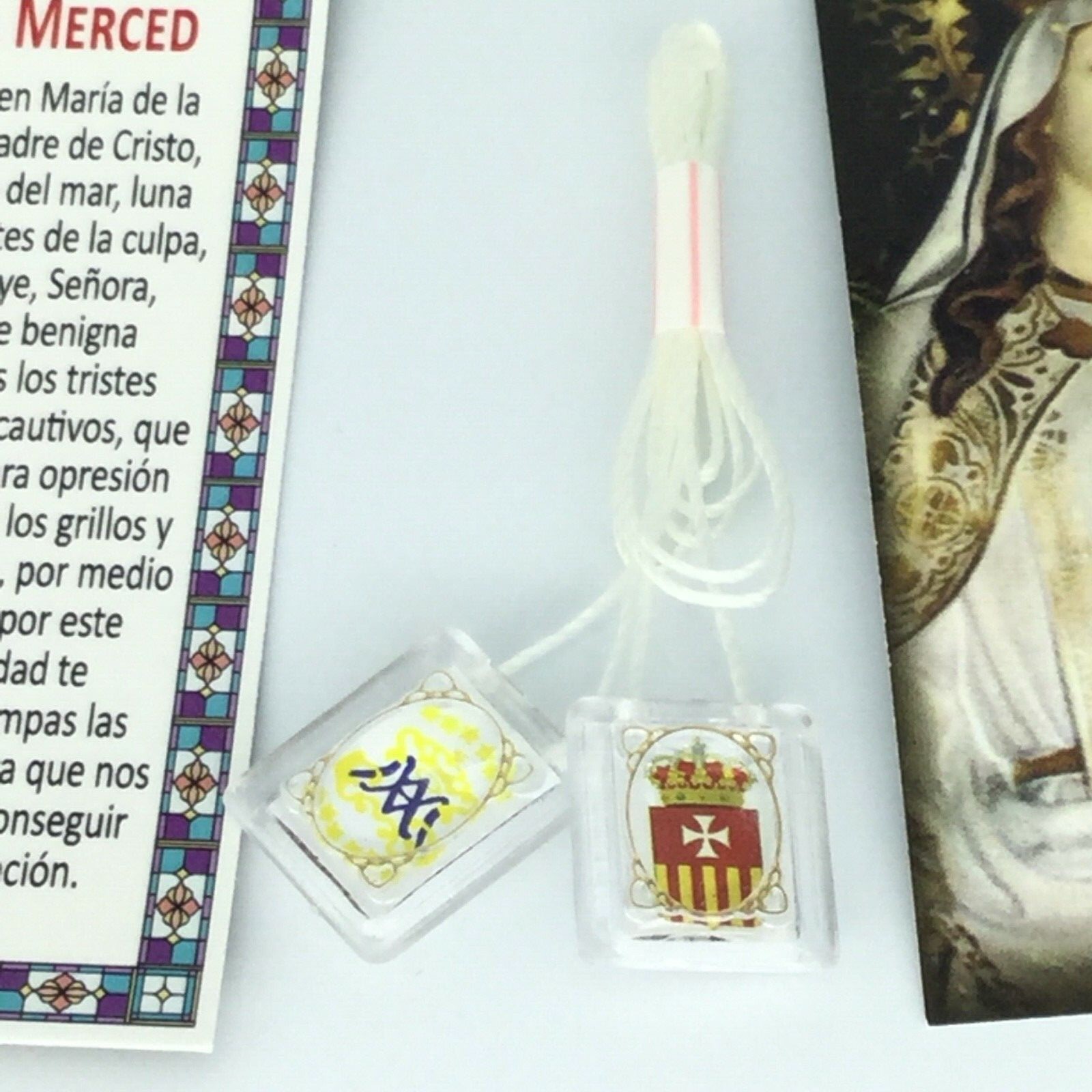 Scapular Our Lady of Mercy La Merced White Scapular Molded Catholic ...