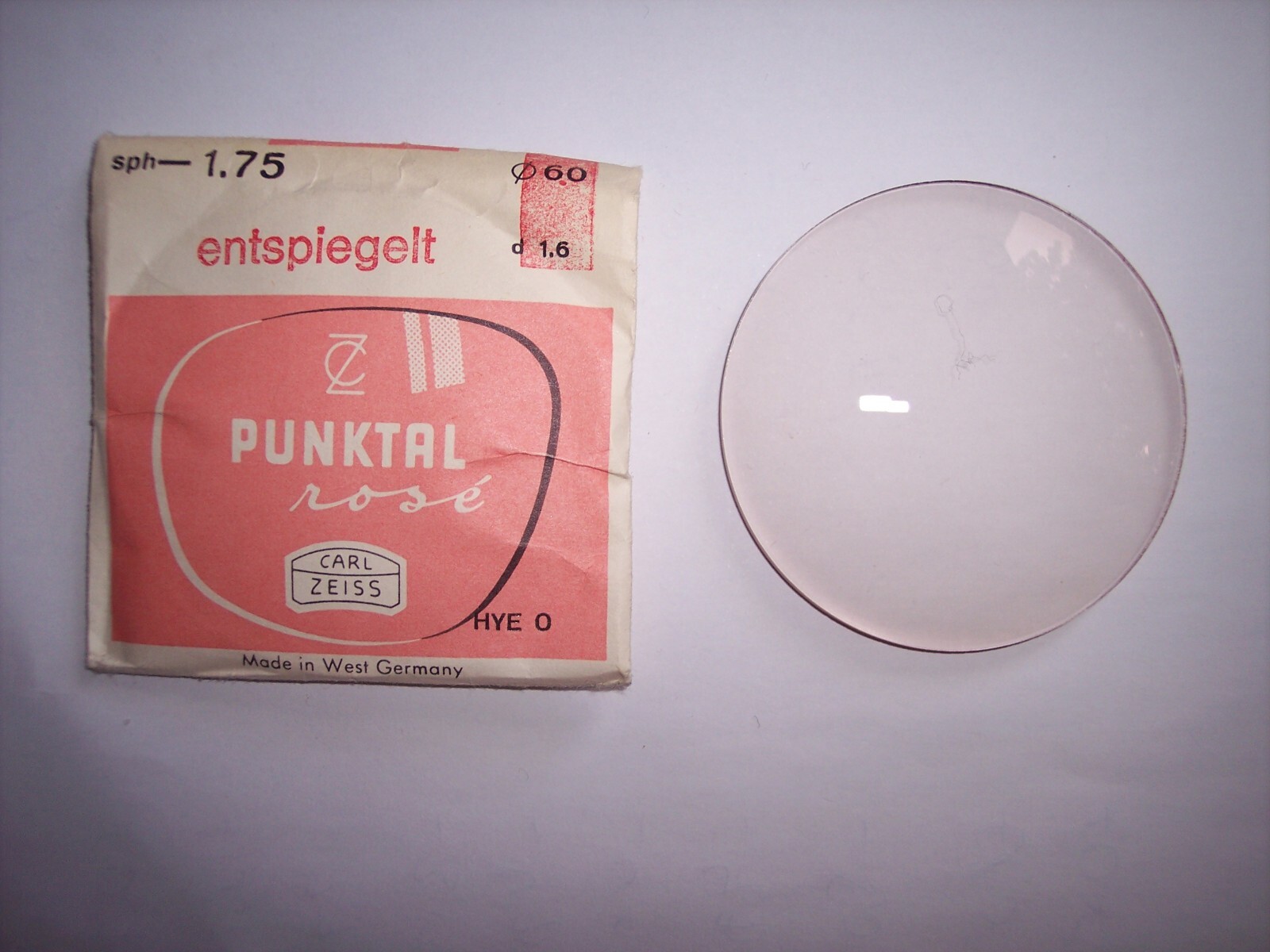 1 Brillenglas ( Mineral ) Punktal Rose ET 56mm von Carl Zeiss ( Antik ...