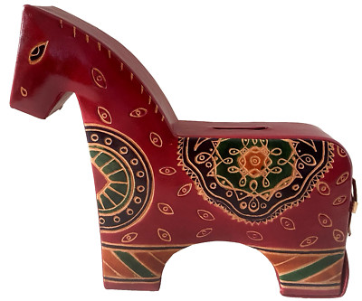 Horse Coin Bank Embossed Leather Hand Painted NEW | eBay