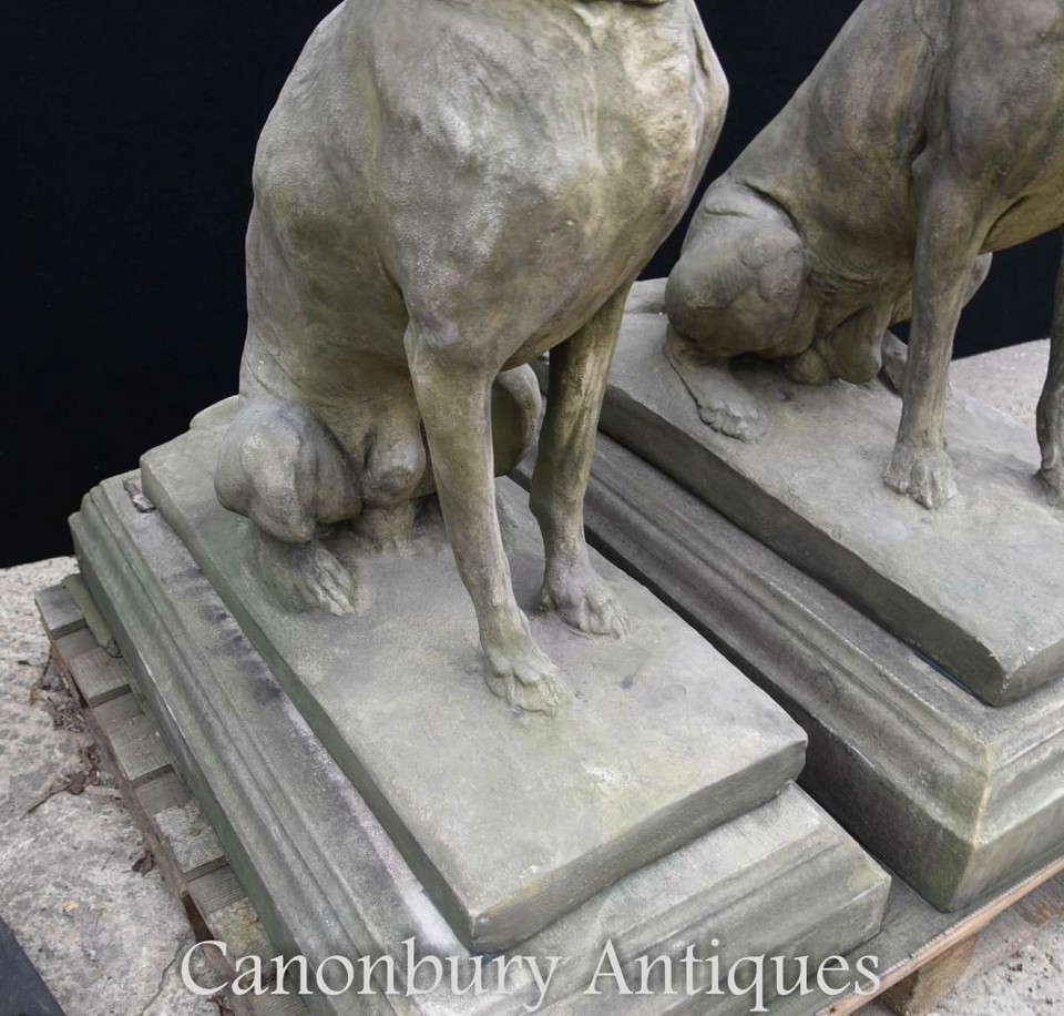 Pair Large Stone Guard Dogs Hounds - English Garden Gatekeepers | eBay UK