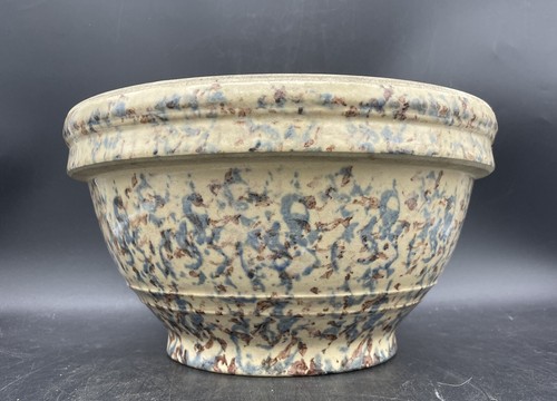 Antique Primitive Pottery Spongeware Mixing Bowl 10" x 5.75 Beautiful ...