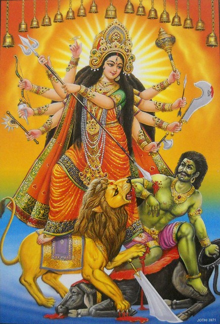 Goddess Durga Killing Demon Hindu goddess Poster(Size 10"x16" Inches ...