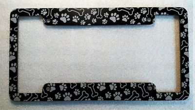 DOG, PAWS AND BONES, Billet Aluminum License Plate Frame, Black ...