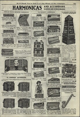 1925 PAPER AD Harmonicas Accordions M Hohner Sax Grand Opera Phonograph ...