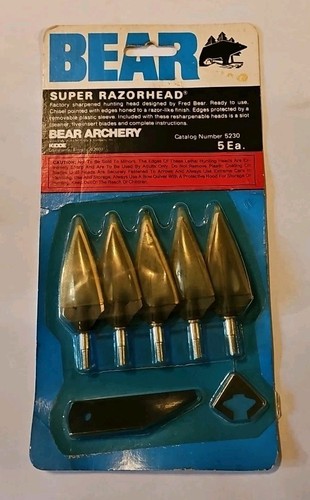 Bear Archery NO 5230 Super Razorhead Broadheads NOS VTG Fred Bear Designed 5ct | eBay