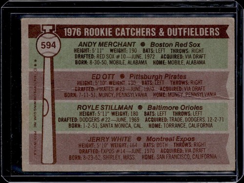 Andy Merchant / Ed Ott / Royle Stillman / Jerry White 1976 Topps ...