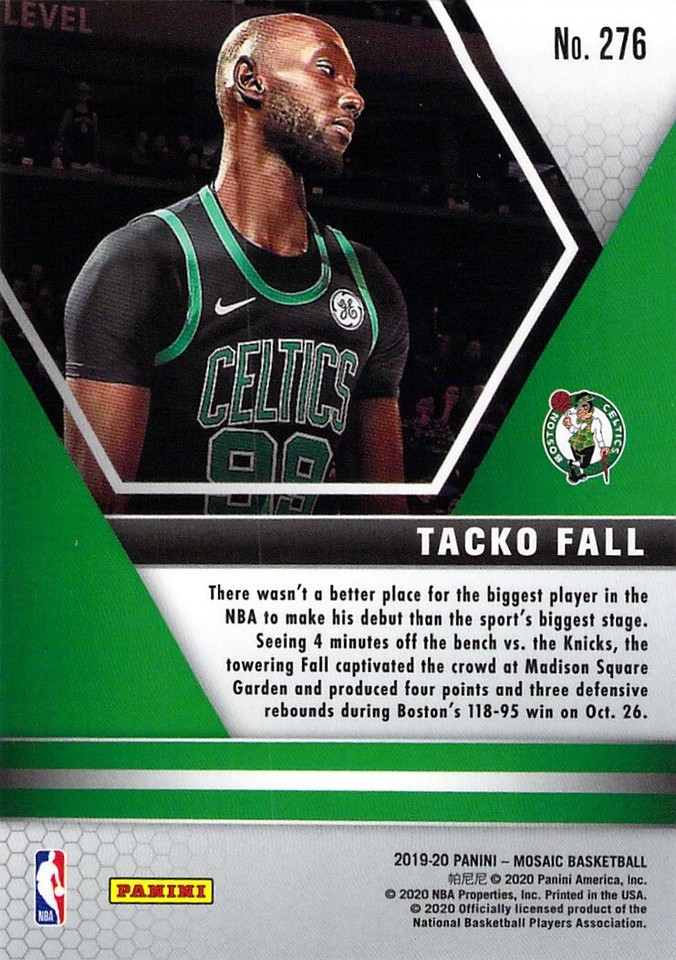 Tacko Fall RC 2019-20 MOSAIC NBA DEBUT Base Rookie Card #276 Boston ...