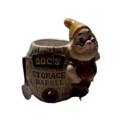 Vintage Disney Snow White Doc's Storage Barrel Ceramic Pencil Sharpener ...