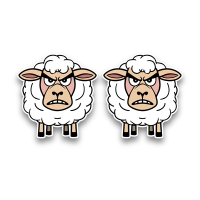 2x Small Grumpy Animal Cartoon Sheep Vinyl Sticker Decals Car Window ...