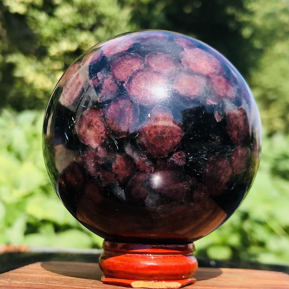 482g Natural Firework red garnet quartz polished sphere crystal ball ...