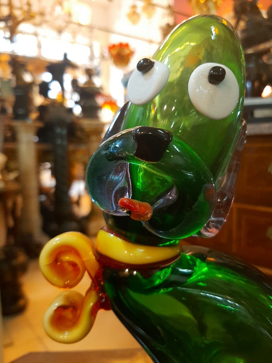 Murano Glass Dog Figurine 20th Century Modern Murano Glass Sculpture