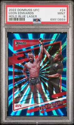2022 Panini Donruss UFC Leon Edwards Holo Blue Laser 29/49 #24 PSA MINT ...
