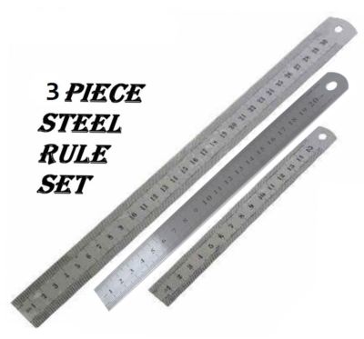 Metal Rules 12" ,8", 6" 3 Stainless Steel Metric Dual Marking Ruler | eBay