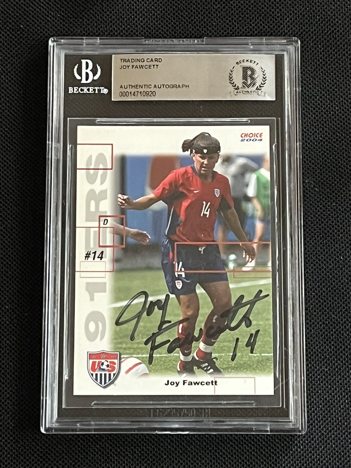 JOY FAWCETT 2004 CHOICE USA SOCCER SIGNED AUTOGRAPHED CARD BECKETT BAS ...