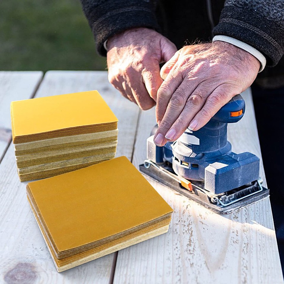 40PCS 1/4 Sheet Palm Sander Sandpaper Hook and Loop Sanding Sheets 80 ...