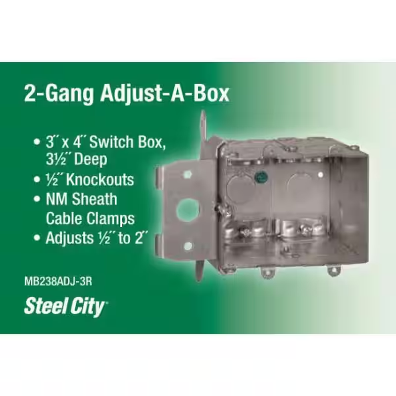New Construction 2 Gang Electrical Box Outlet Box, Double Gang Power