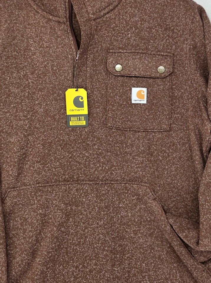 NEW Men's Carhartt Quarter Zip Pocket Sweater Jacket Hoodie Work Large ...