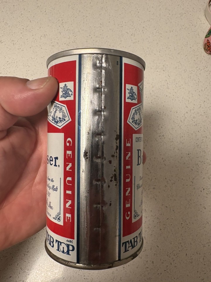 CLEAN BUDWEISER BEER ZIP TOP / TAB CAN ANHEUSER BUSCH BREWING CO ST ...