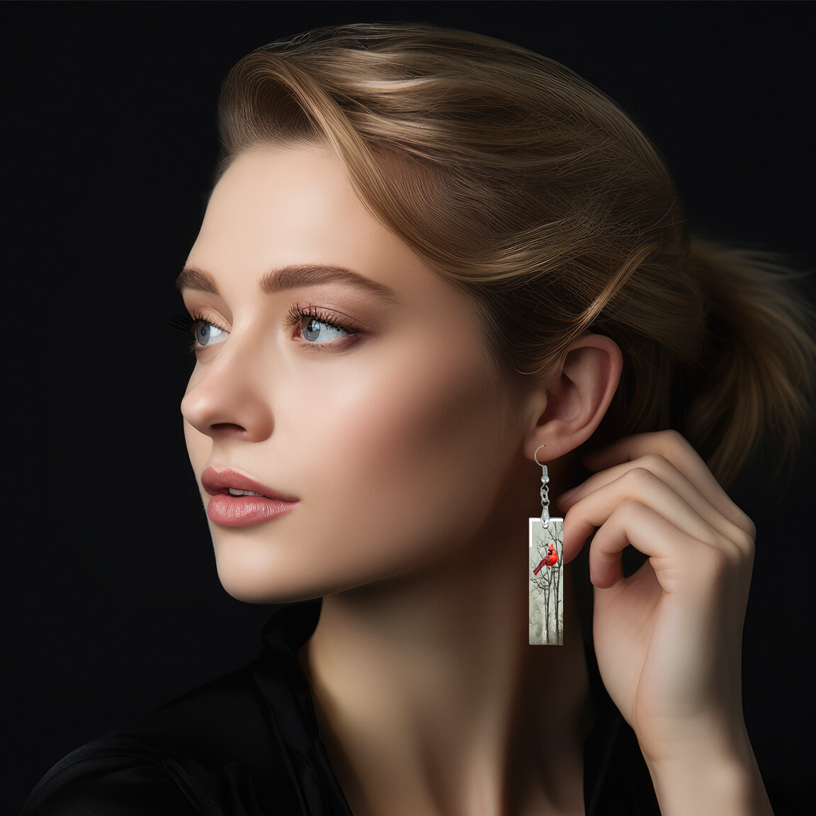 Unique Cardinal Bar Earrings Wood Dangle Sterling Silver Bird Lover ...