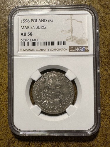 Poland Szostak (6 Groschen) 1596 Zygmunt III Waza Marienburg Malbork ...
