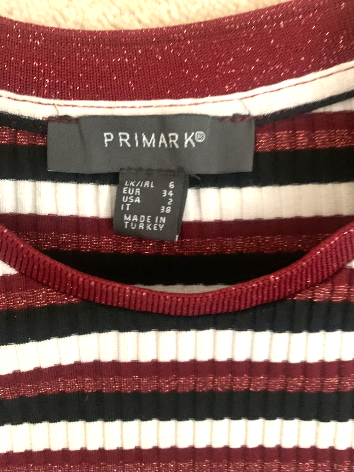 Primark Dress Size 6 Red Cream & Black Stripe Dress Primark Ladies ...