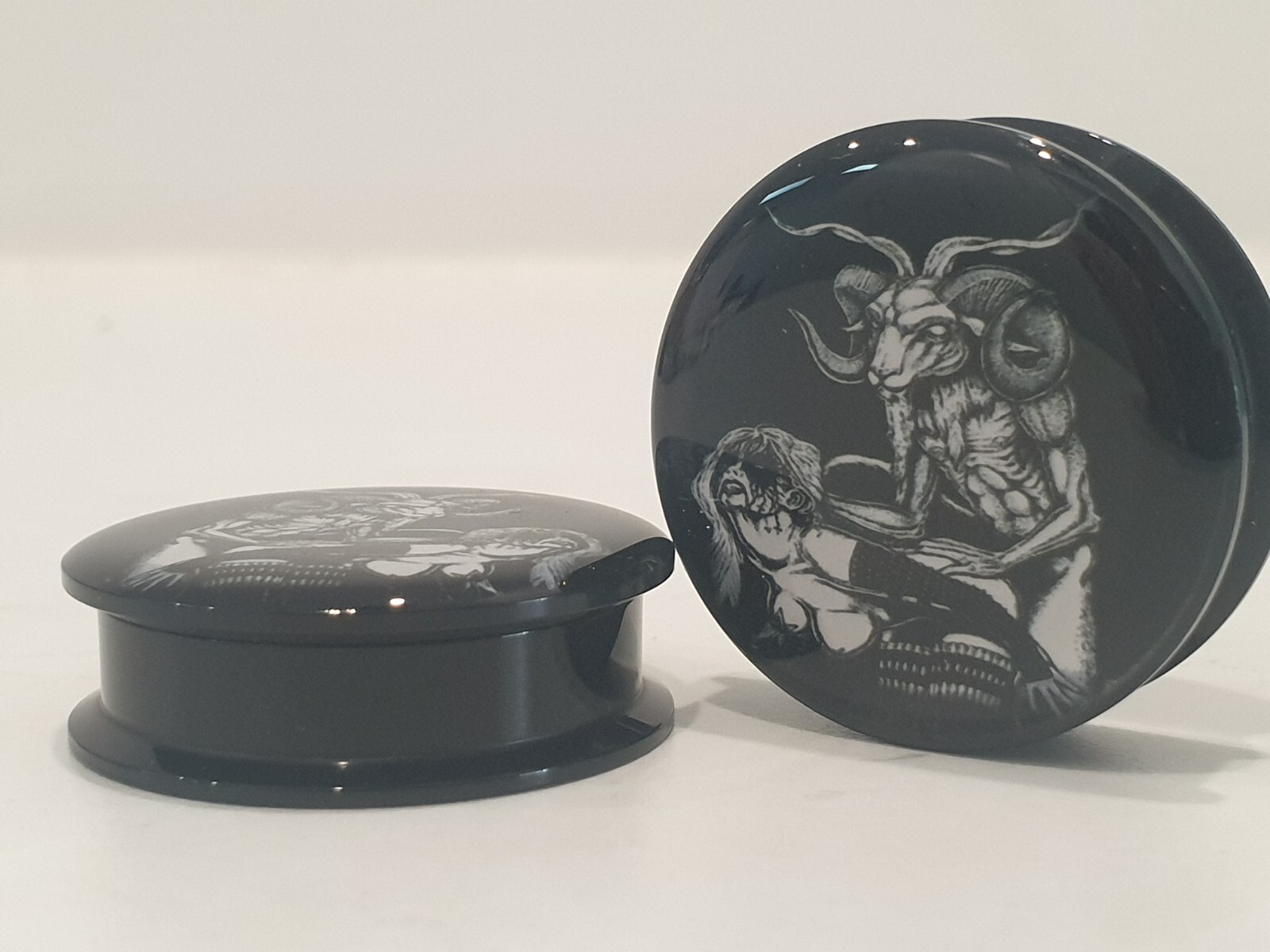 Pair Acrylic Faun Goat Satyr Horror Halloween Ear Plug Tunnel Stretcher ...