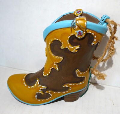Cowboy Boot Brown Christmas Hanging Ornament 2015 IMP | eBay