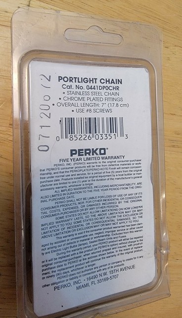 Perko 0441DP0CHR PORTLIGHT CHAIN no screws for sale online | eBay