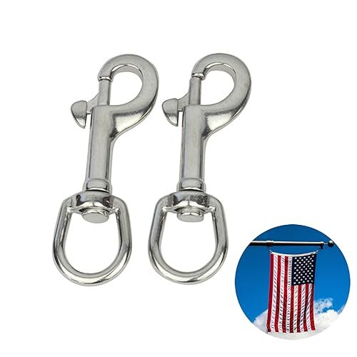 3.7 Inch Flag Clips Marine Flag Pole Swivel Snap Hooks 316 Stainless ...