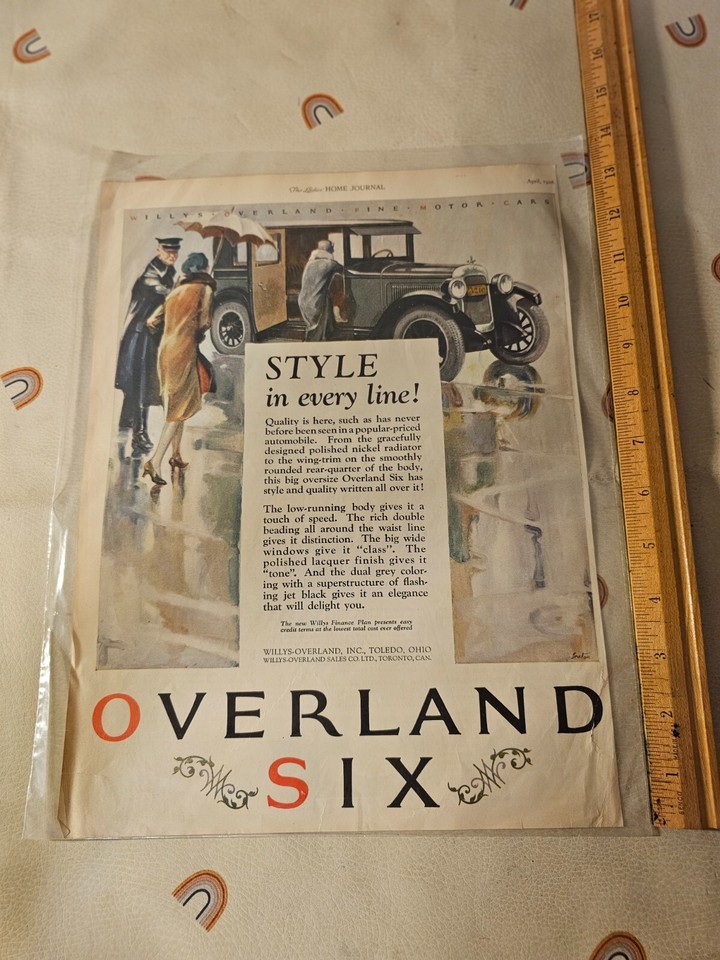 Original 1926 Overland Six Motors Toledo Ohio Toronto Magazine Ad ...