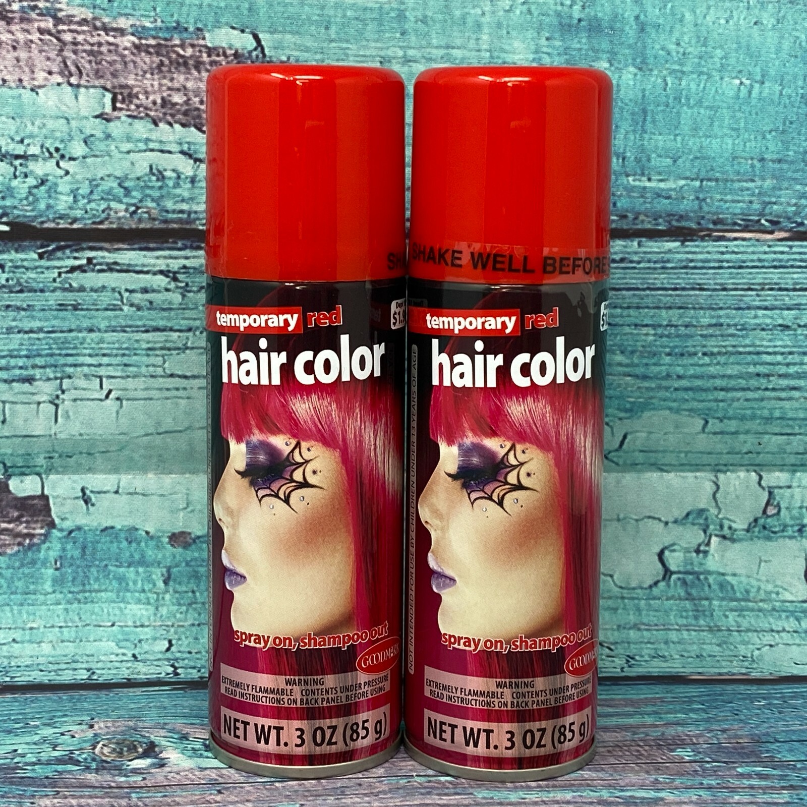 Pack of 2 Goodmark Temporary Hair Color Red Spray On Shampoo Off 3 Oz ...